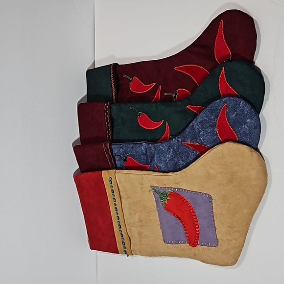 None | Holiday | Chilli Pepper Christmas Holiday Stockings Set Of 4 Red ...